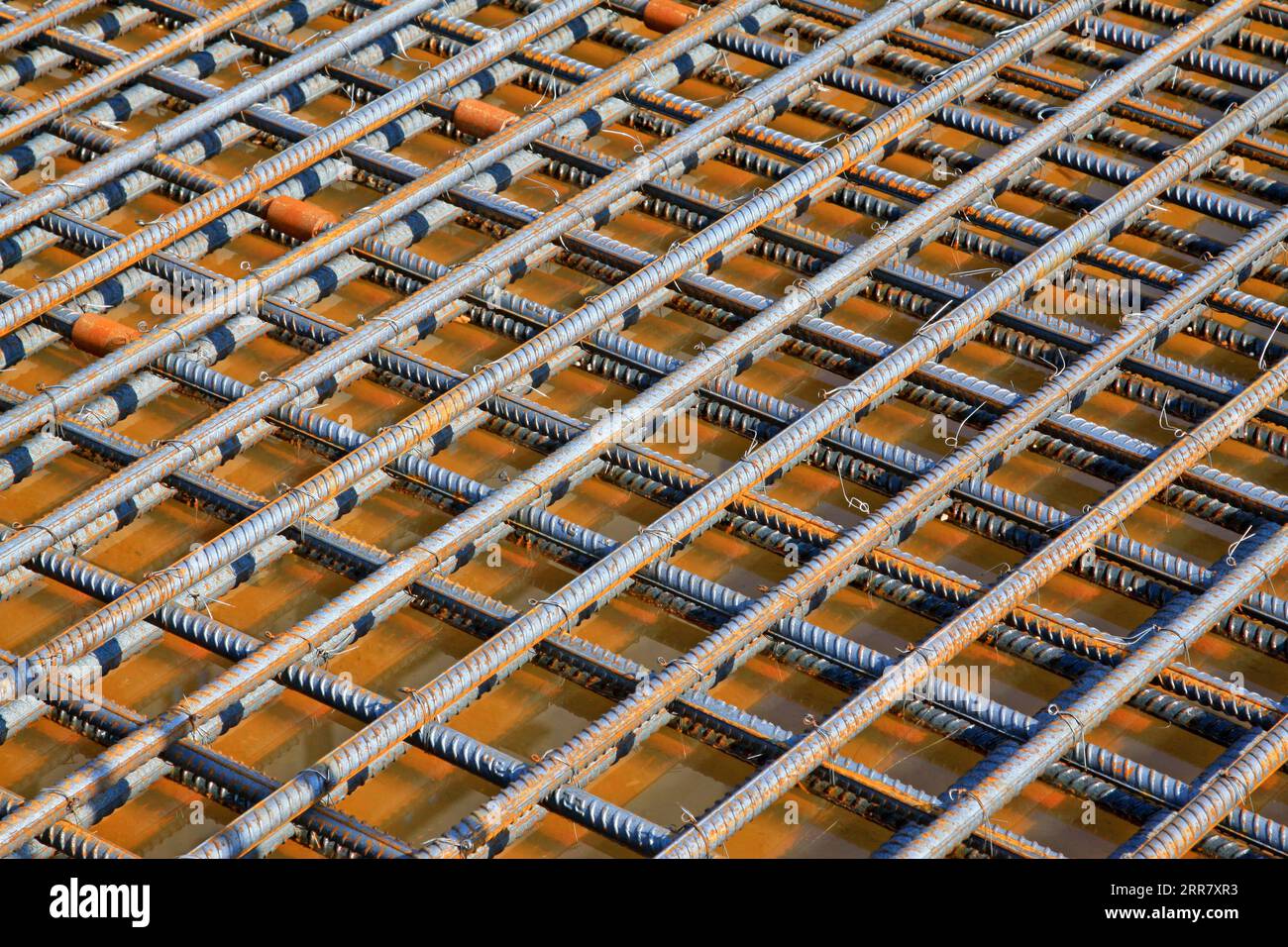 Screw thread steel bar framework, in the construction site Stock Photo ...