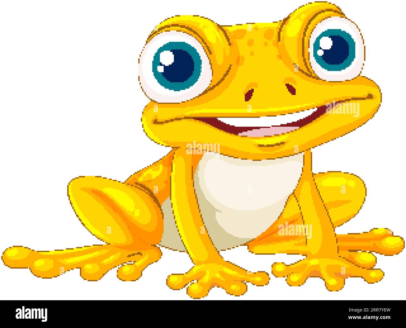 A vector cartoon illustration of a bright yellow frog isolated on a ...