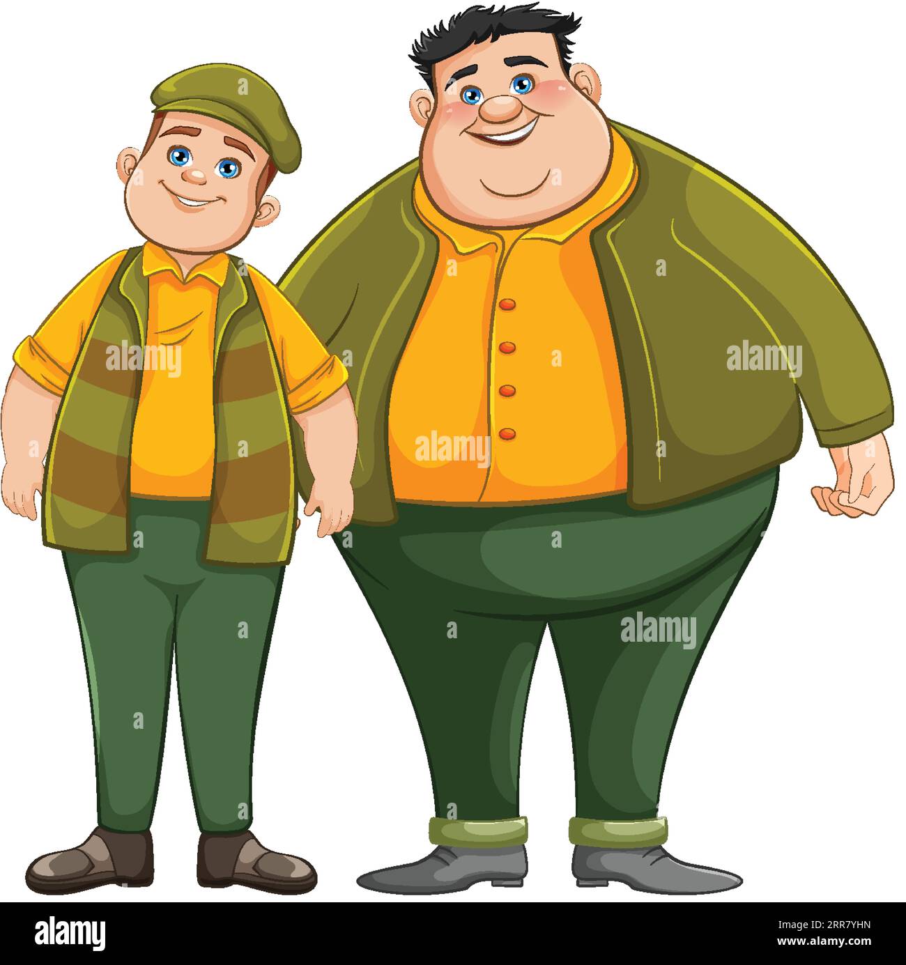 Two cartoon twin brothers with chubby cheeks and big smiles Stock ...