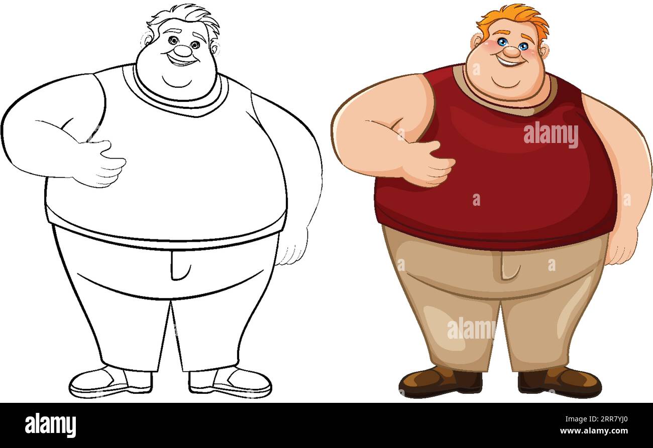 A vector cartoon illustration of a fat male character wearing a tank ...