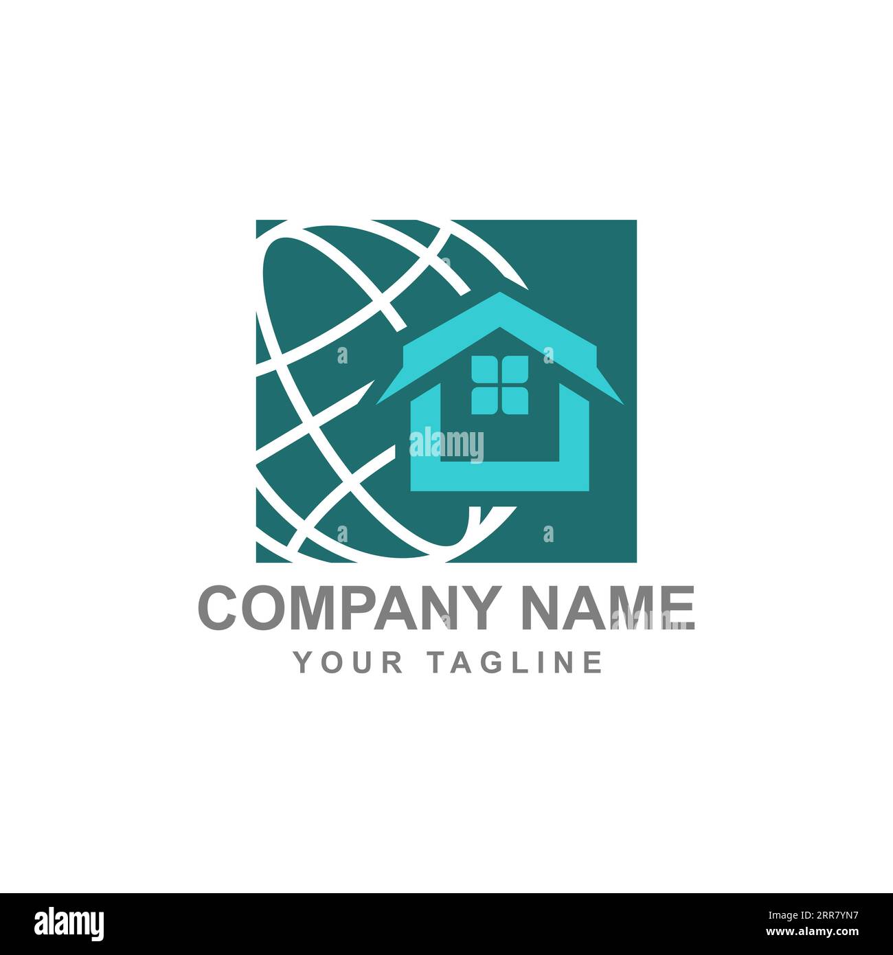 Vector real estate and globe logo combination. House and world logotype ...