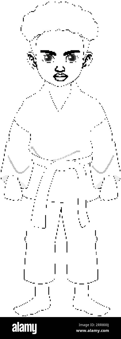 A vector cartoon illustration of a boy wearing a judo sport outfit ...