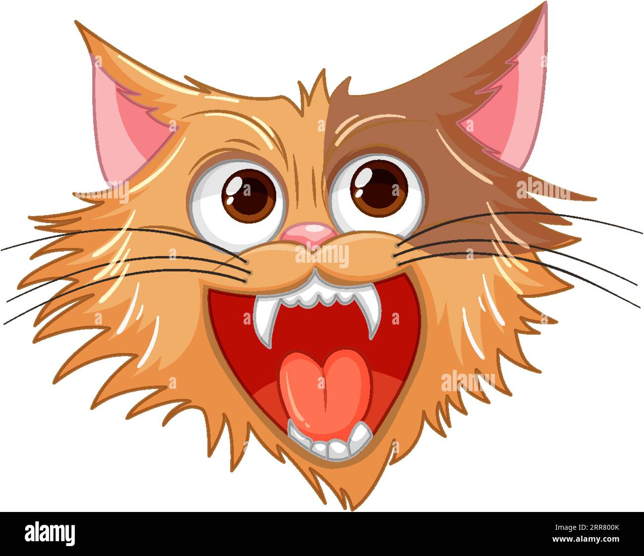 A vector cartoon illustration of a fierce cat isolated on a white ...