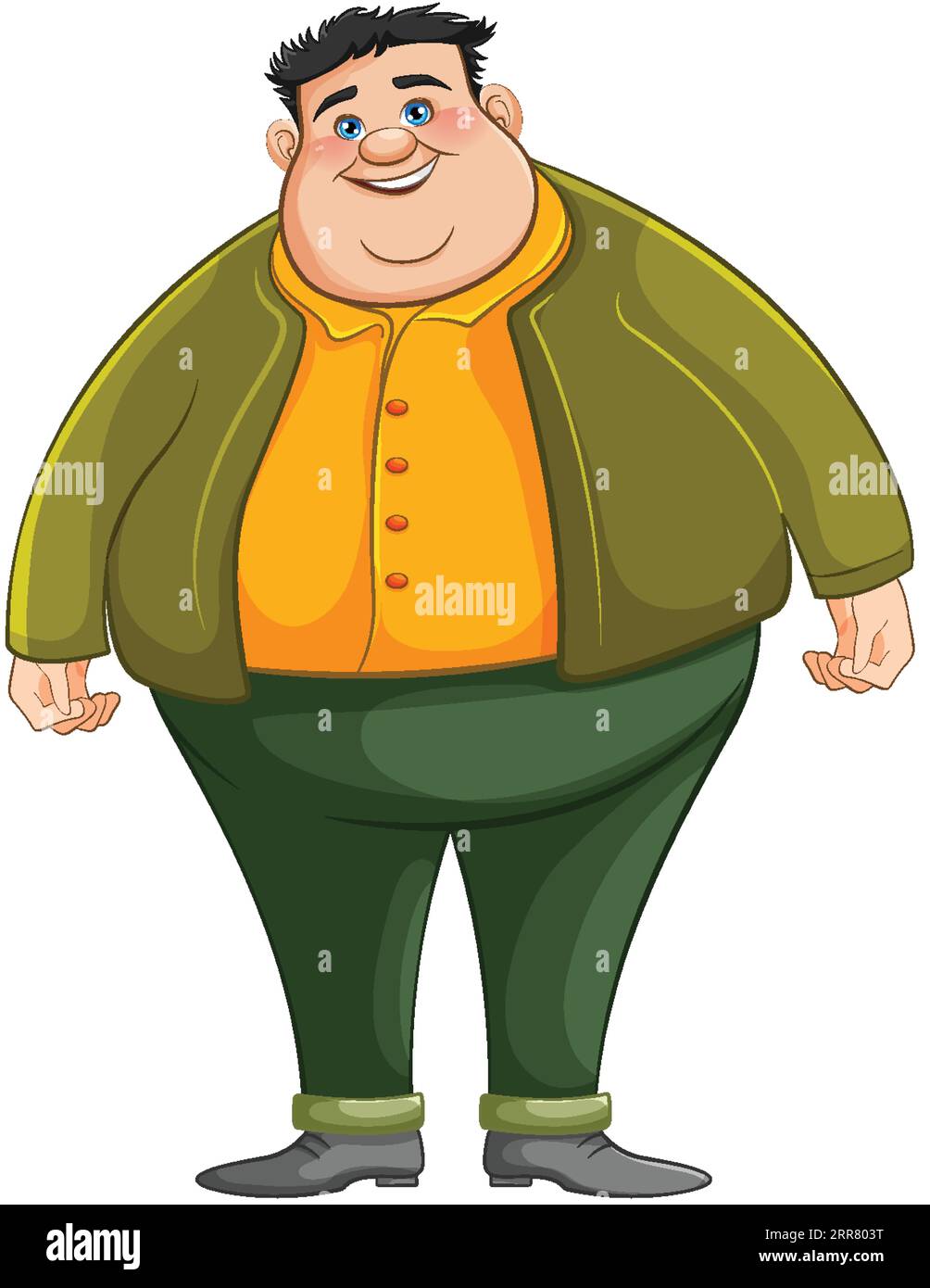 A vector cartoon illustration of a smiling overweight young man ...