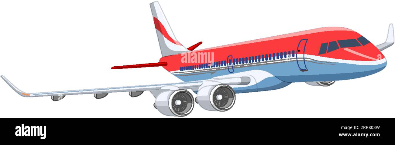A cartoon illustration of a commercial airline airplane flying in the ...