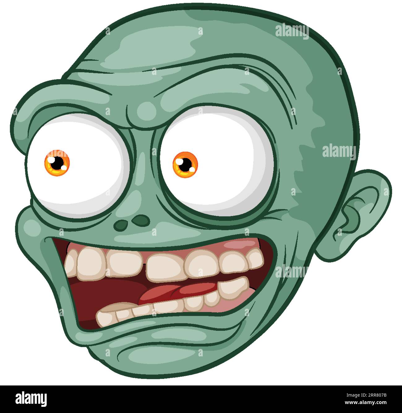 A chilling cartoon illustration of a bald zombie monster man Stock ...