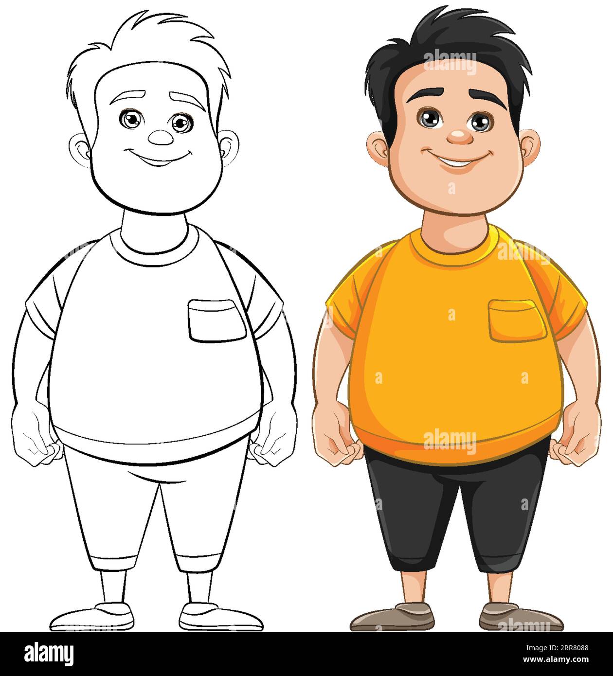 A vector cartoon illustration of a chubby teen man wearing a t-shirt ...