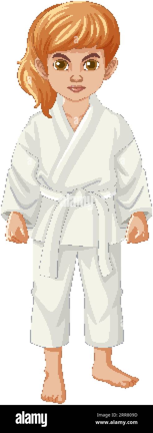 A cartoon character of a blonde girl with a ponytail wearing a judo ...