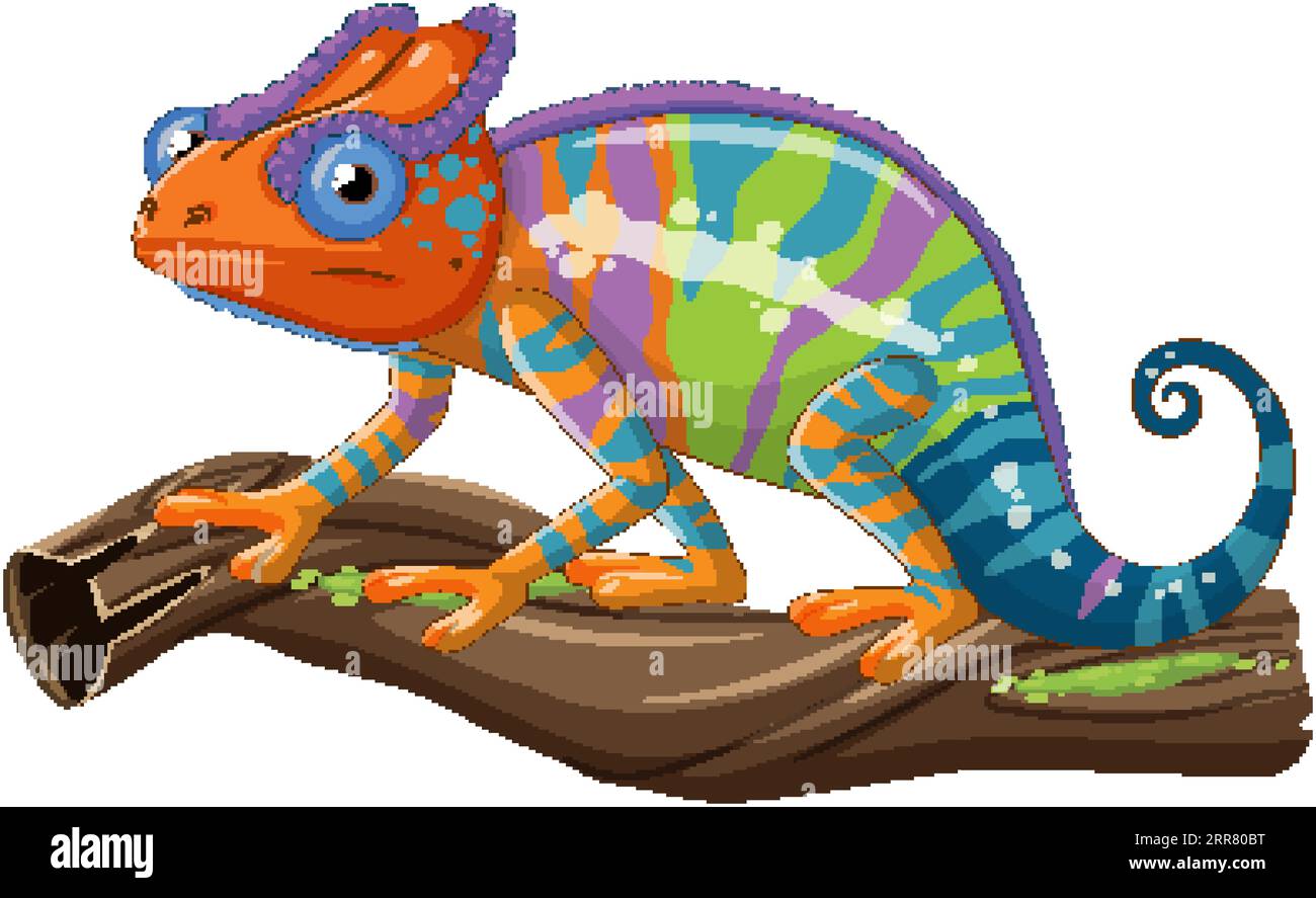 Cute colourful chameleon cartoon isolated illustration Stock Vector ...
