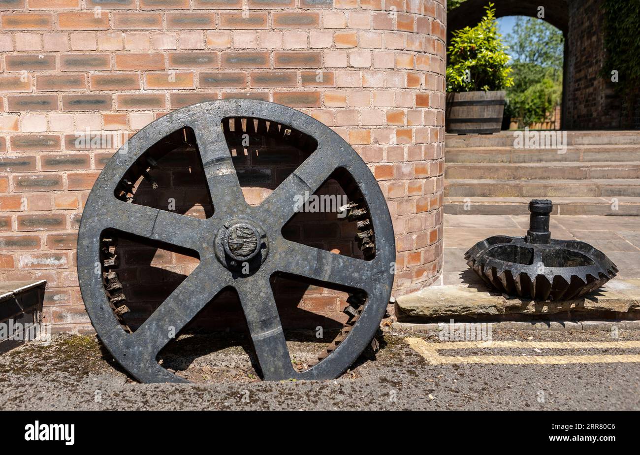 Huge, rusting abandoned flywheel from a Victorian era lifting engine ...