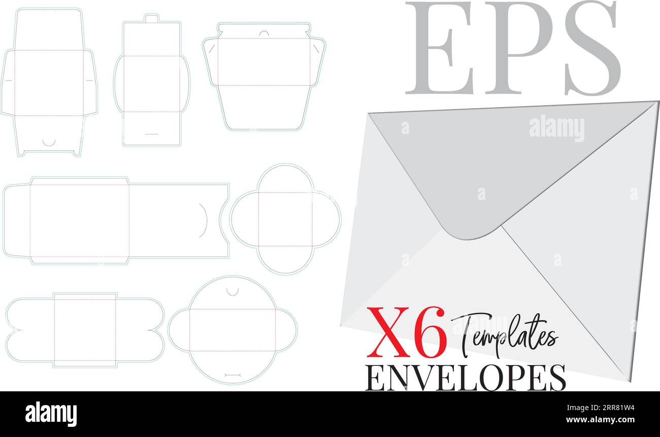 Envelope Template designs , Vector with die cut, laser cut layers ...