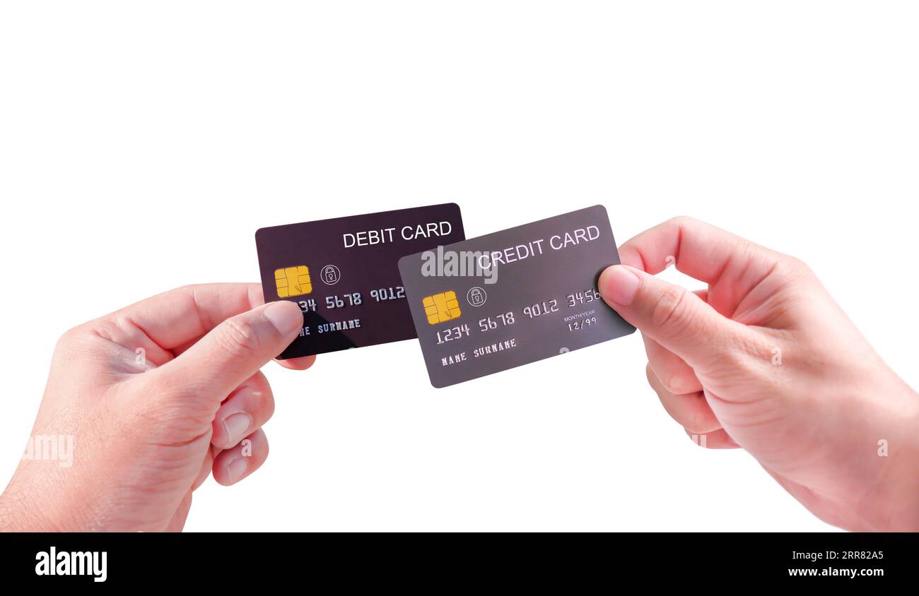 Credit or debit cards and financial privileges concept, Hand holding ...