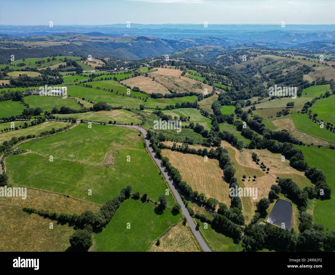 Aerial view of Landscape of the Aubrac plateau, Aveyron, France Stock ...