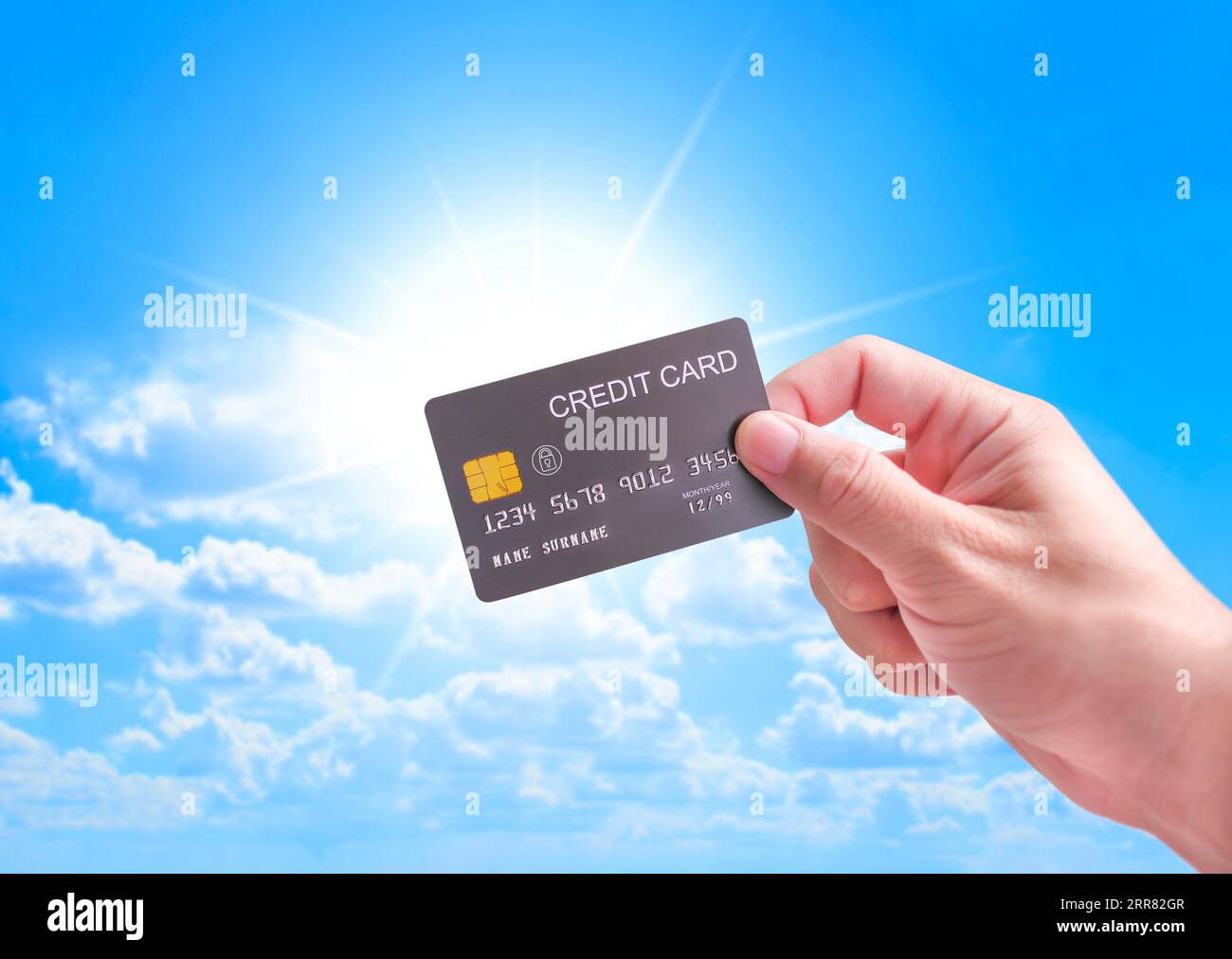 Credit cards and financial privileges concept, hand holding luxury ...