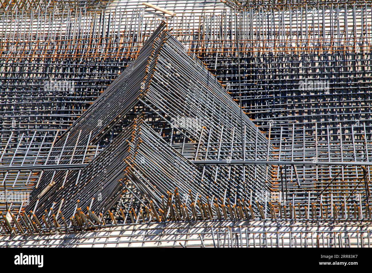 Screw thread steel bar framework, in the construction site Stock Photo ...