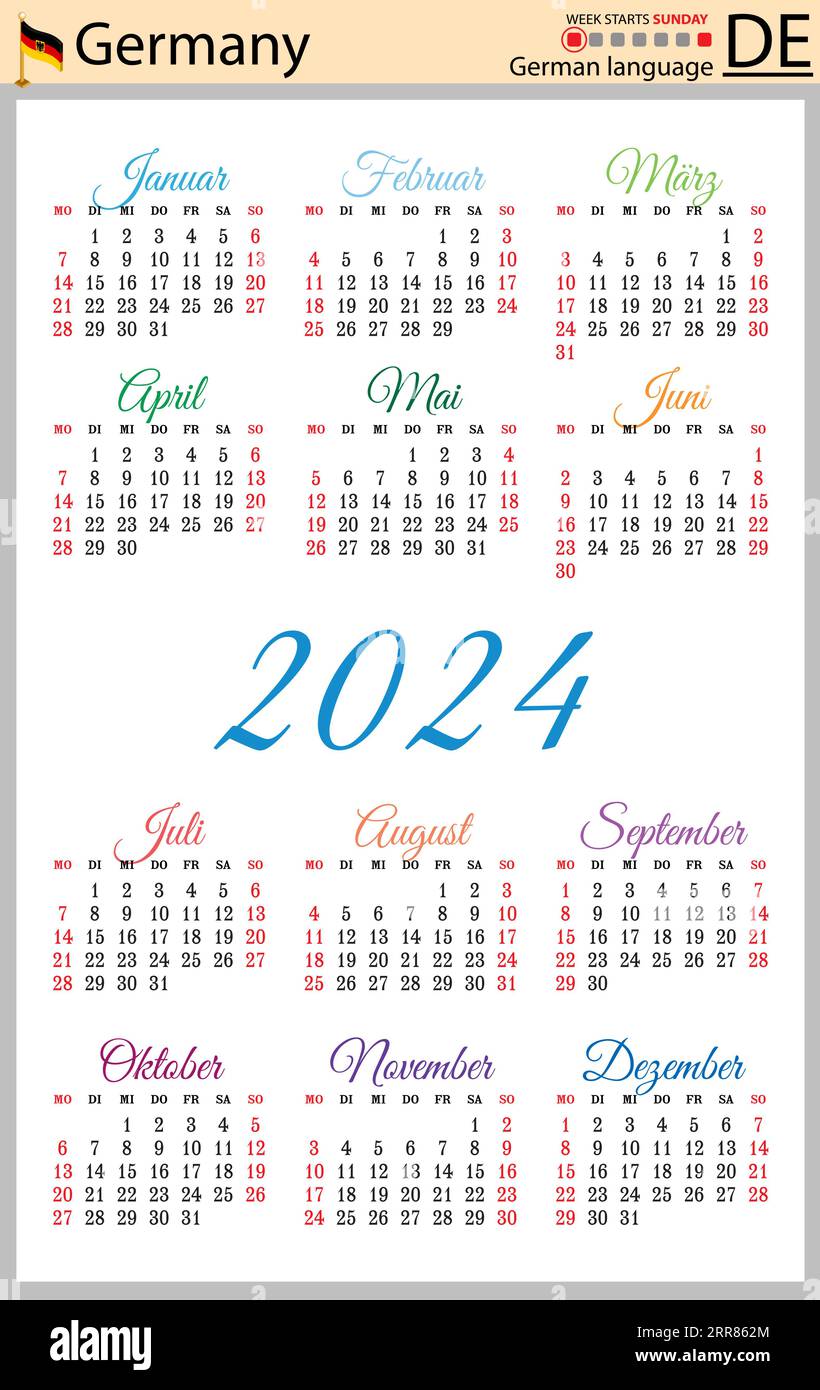 2024 german calendar Stock Vector Images - Alamy