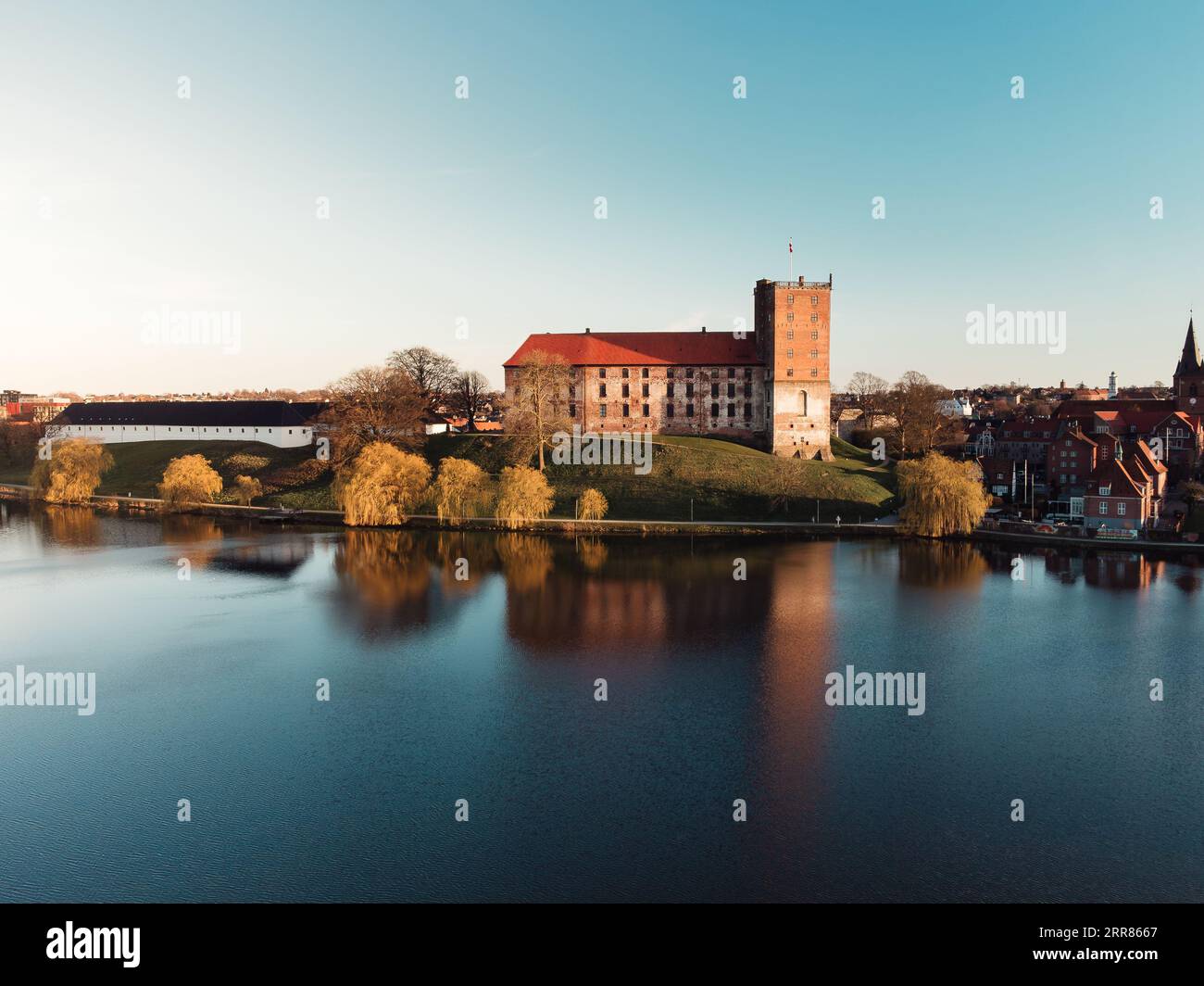 An aerial view of the historic Koldinghus Castle in Kolding, Denmark ...