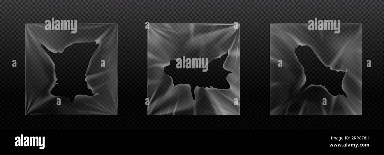 Torn vinyl cover with shrink and hole effect - realistic transparent ...