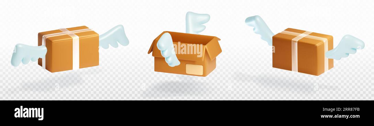 Cardboard box with wings for fast and express delivery of online ...