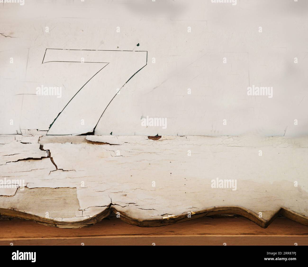 Old worn number 7, showing its age, pattern, lines and boldly grabbing ...