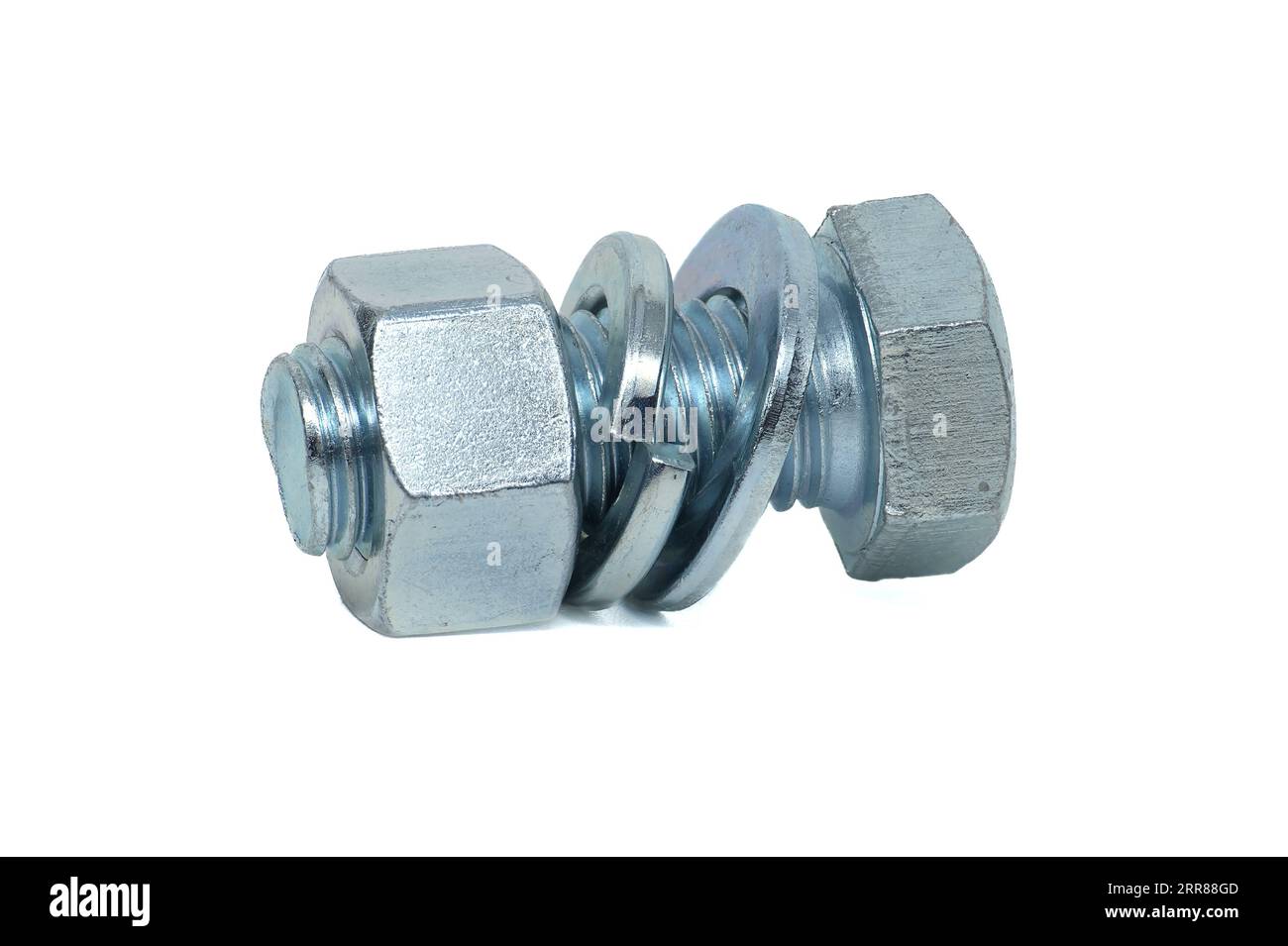 Full thread hexagon bolt and internal screw, flat nut washer and spring ...