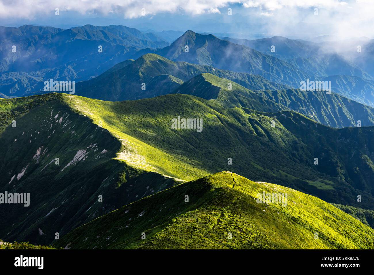 Asahi Mountain Range, southern view from summit of highest Mt.Oasahi ...
