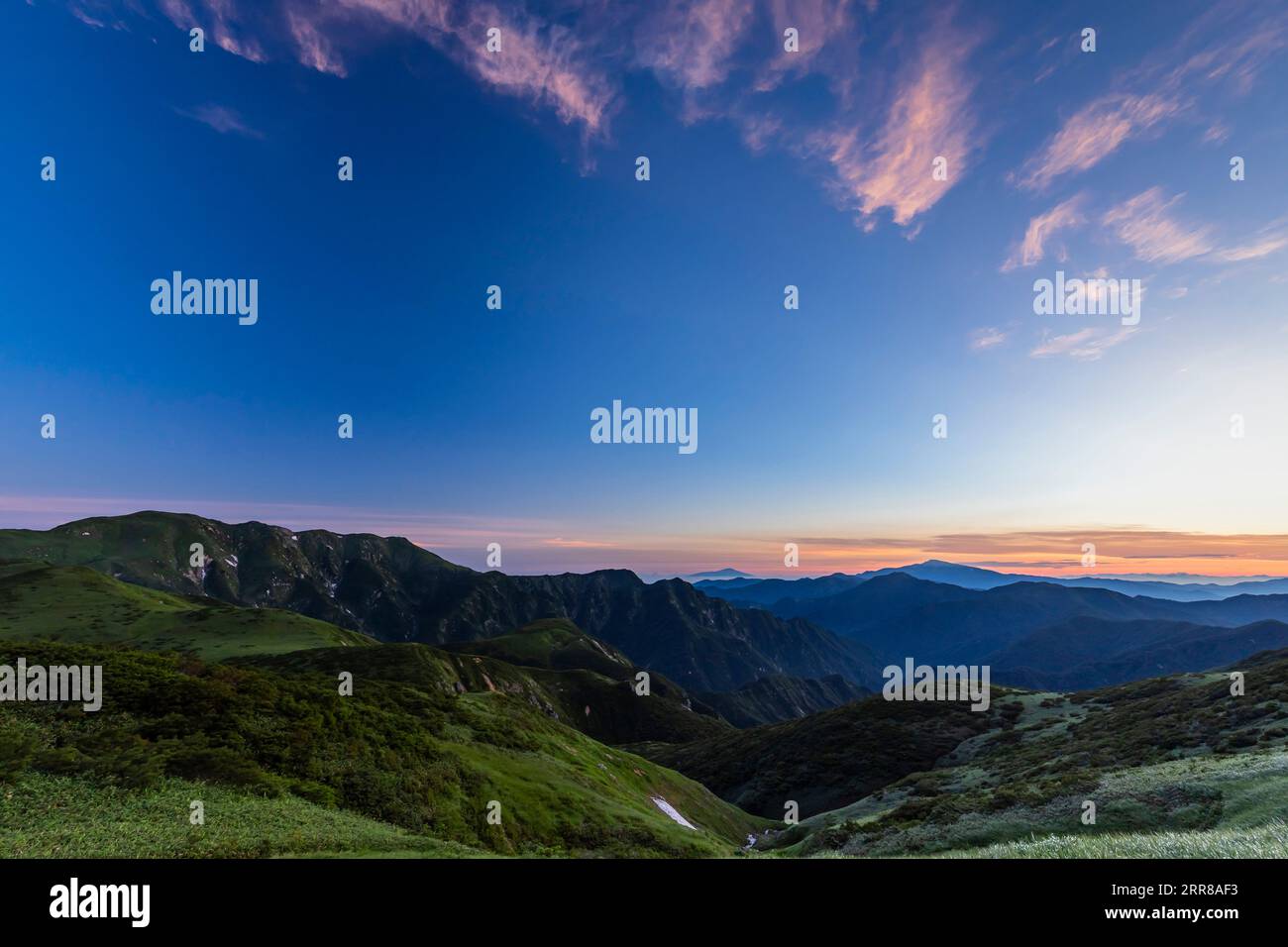 Asahi Mountain Range, morning dawn, Mt.Itoh(Itohdake), distant view of ...