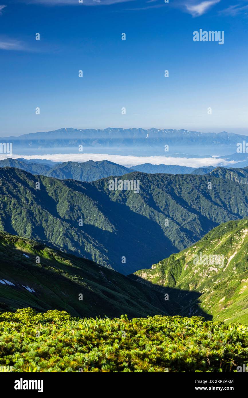 Asahi Mountain Range trekking, Distant view of Iide Mountain Range,100 ...
