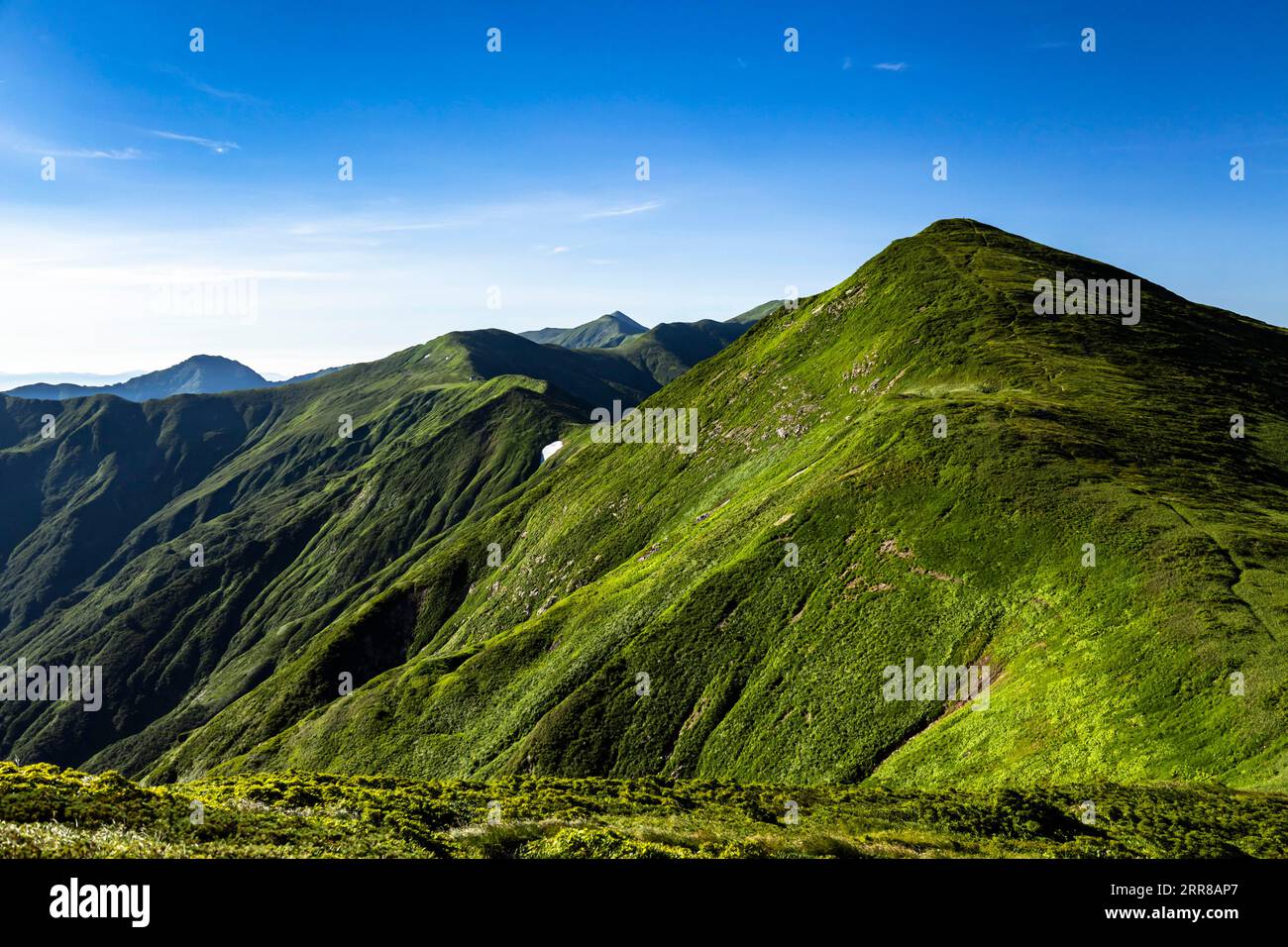 Asahi Mountain Range, back pinnacle is highest Mt.Ohasahi(Ohasahidake ...