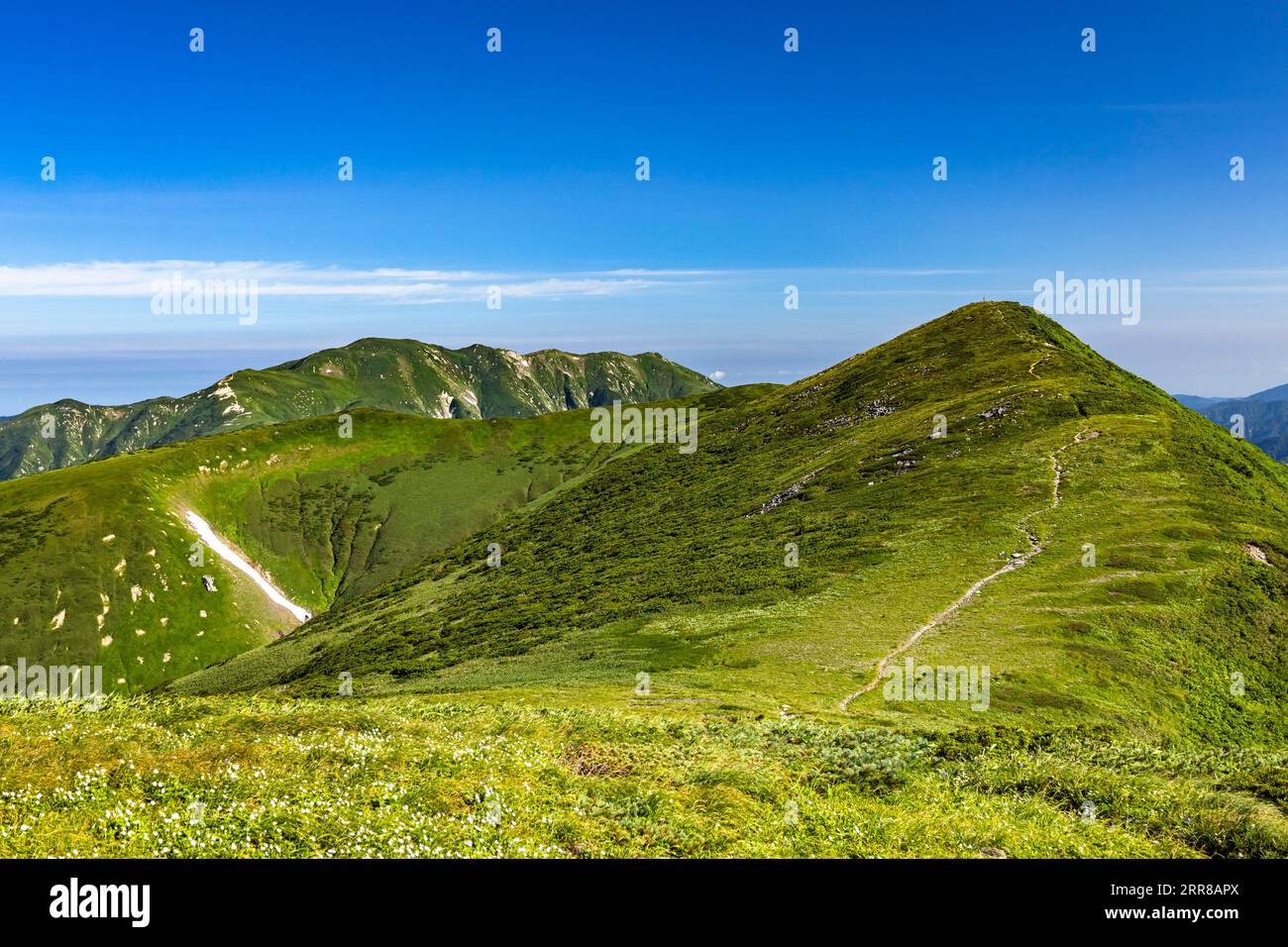 Asahi Mountain Range trekking, fore is Mt.Kankoh(Kankohsan), back right ...