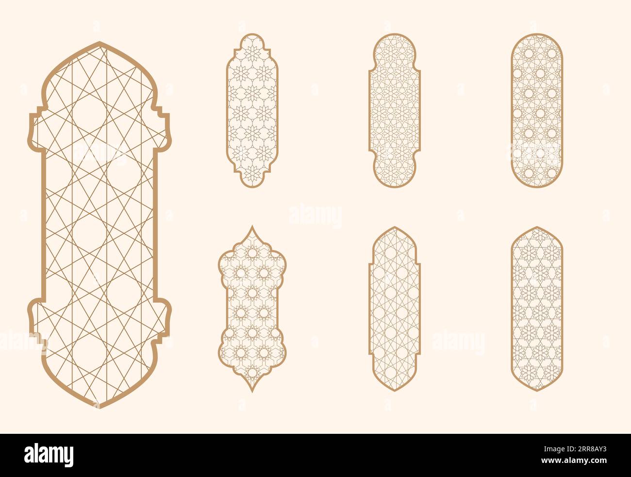 Islamic window shape with mashrabiya pattern. Arabic door frame ...