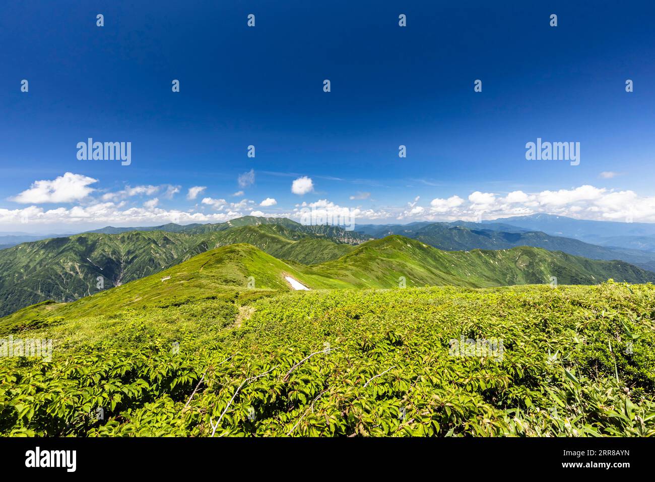 Asahi Mountain Range, view of Mt.Itohdake(back) , Bacl right Mt.Gassan ...