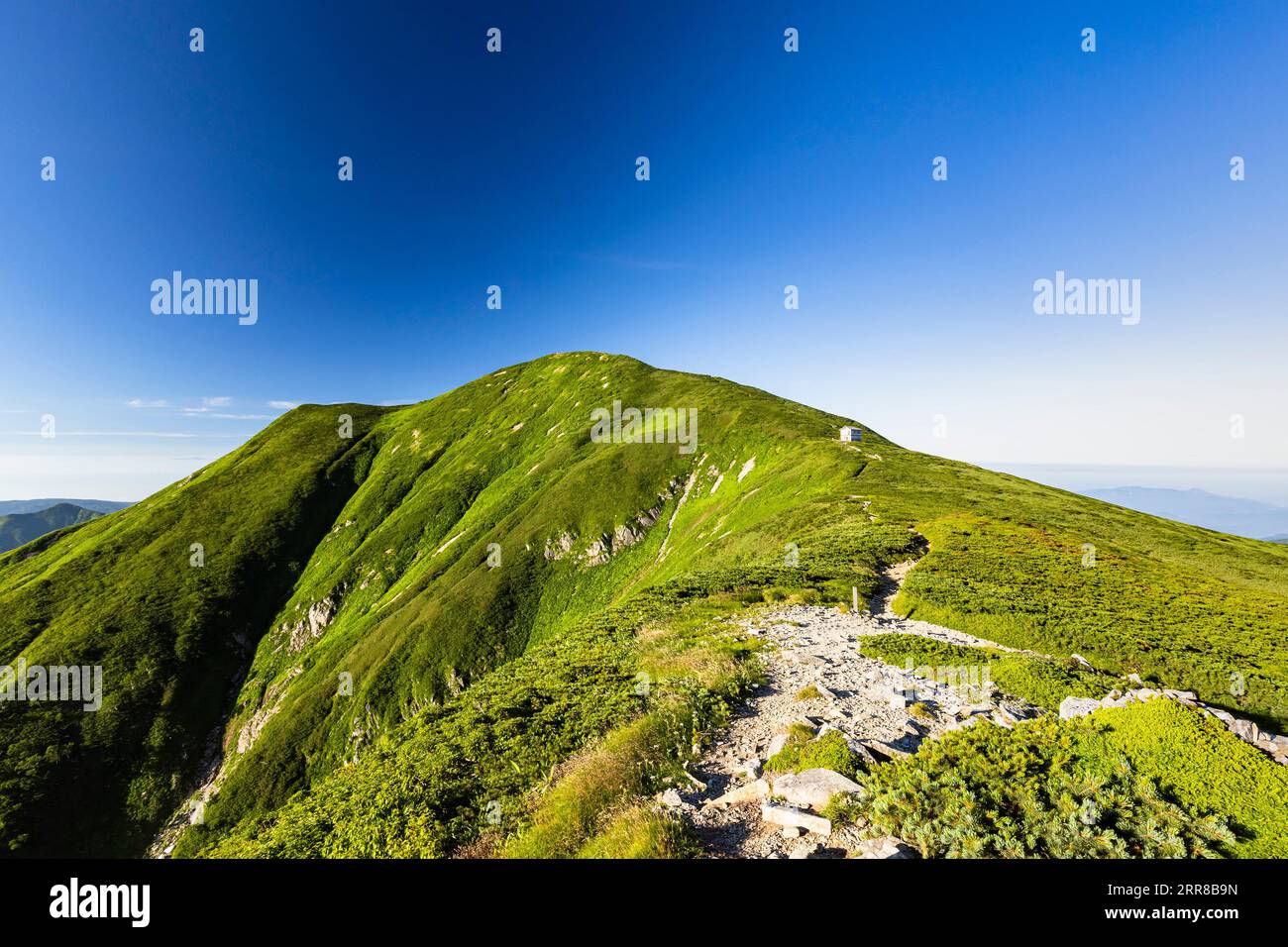 Asahi Mountain Range, ridgeline of highest Mt.Ohasahidake, from trail ...