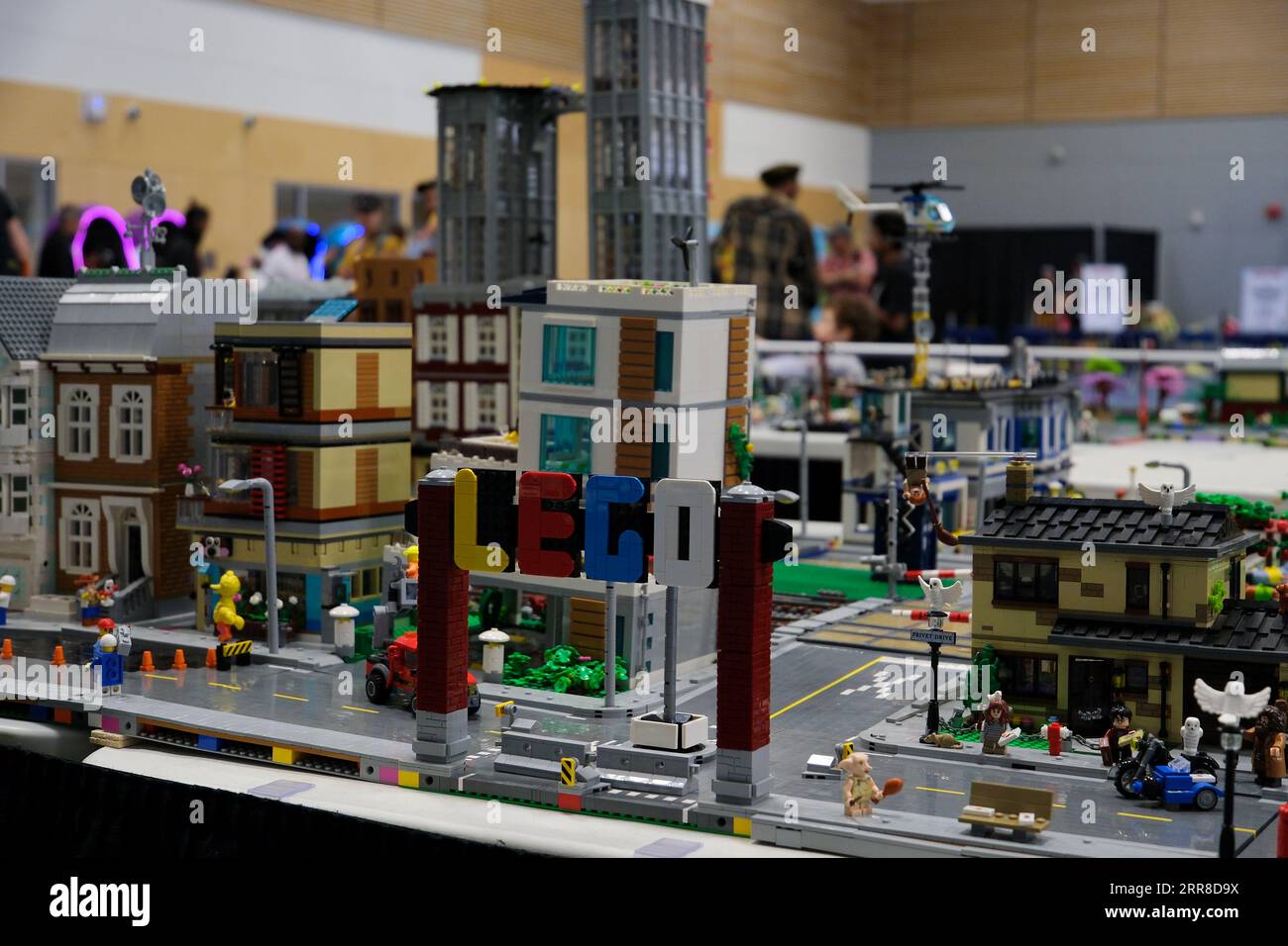 a city completely made of Lego blocks houses cars streets trains trams ...