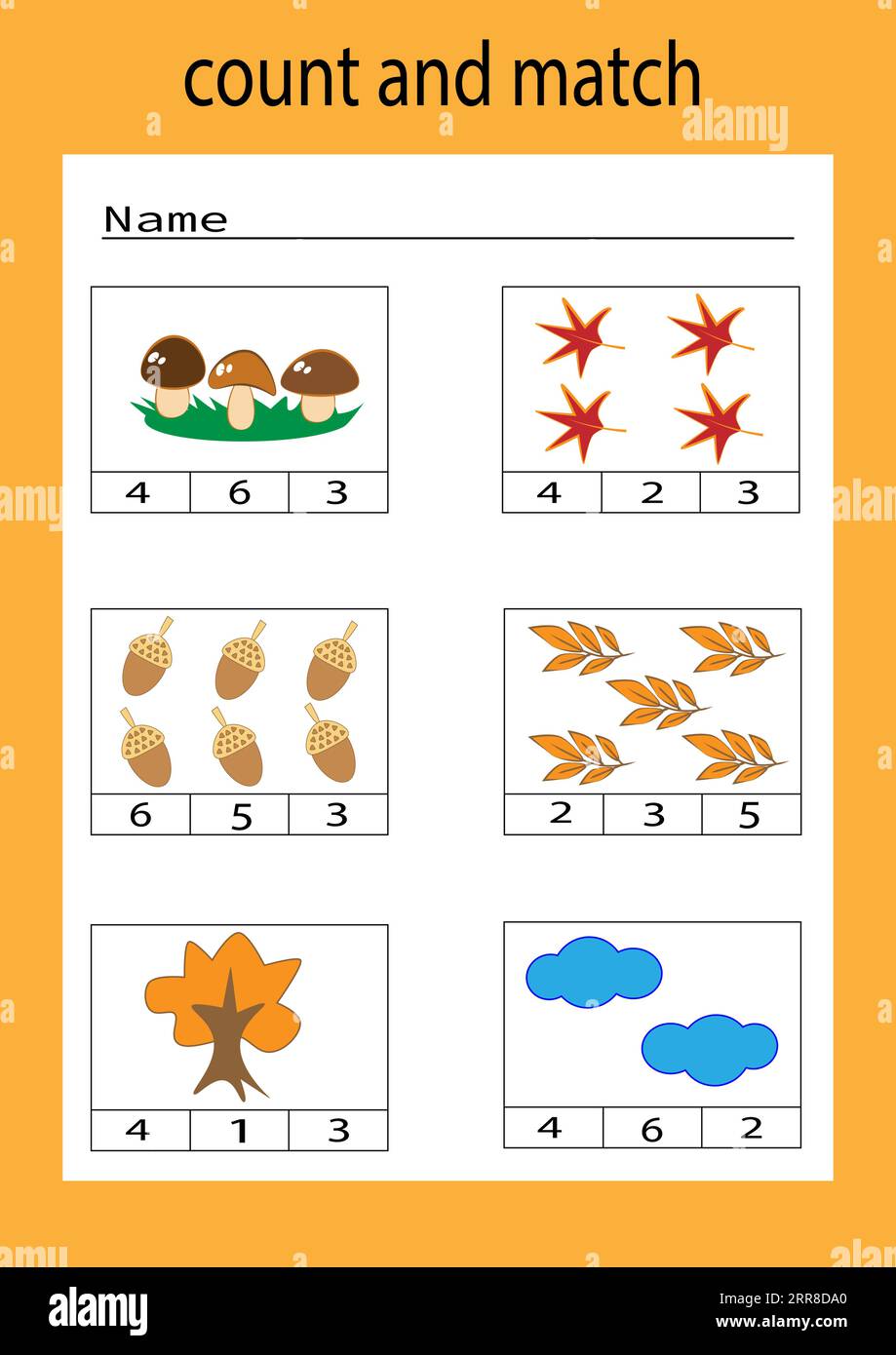 game development count and match autumn foliage mushrooms Vector Stock ...