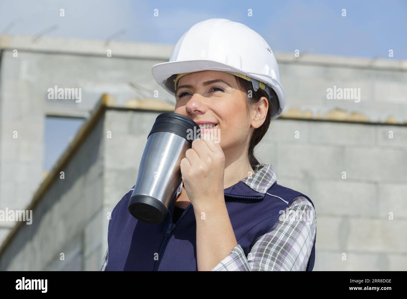 Woman worker builder coffee hi-res stock photography and images - Alamy