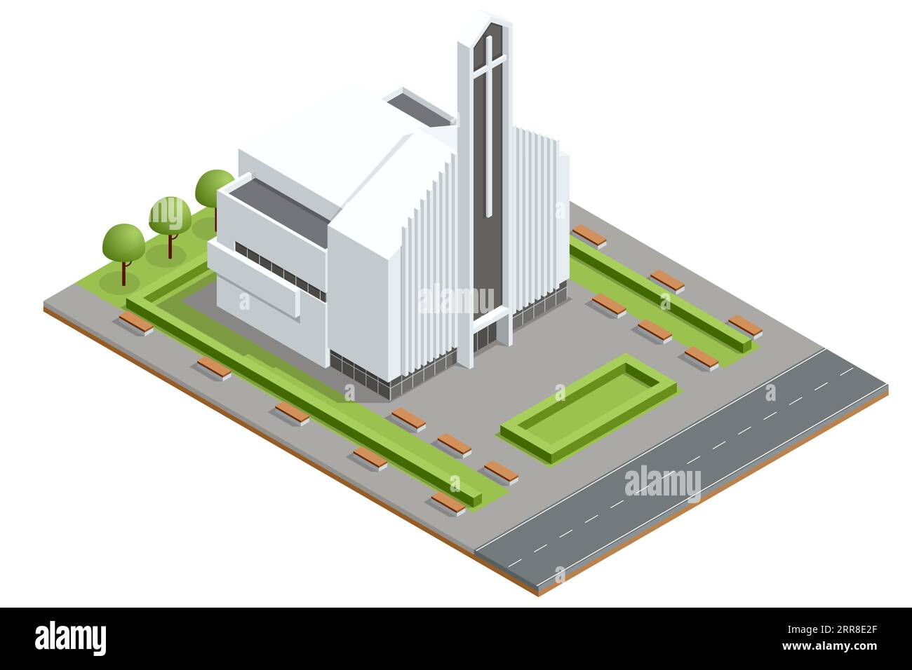 Isometric Christian Protestant Church building isolated on a white ...