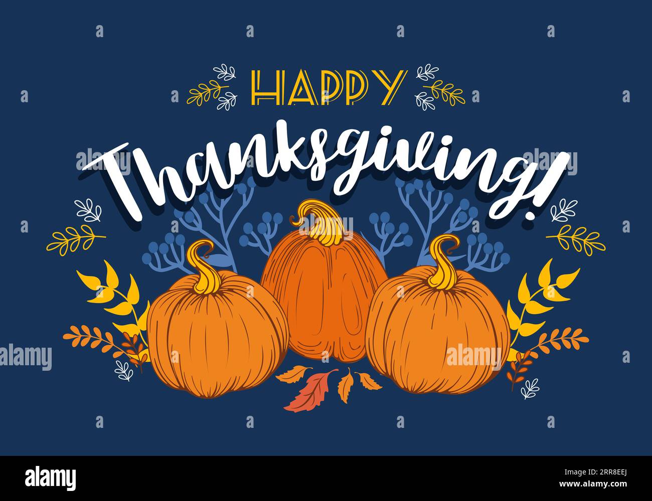 Happy Thanksgiving. Pumpkins and autumn leaves. Family traditions ...