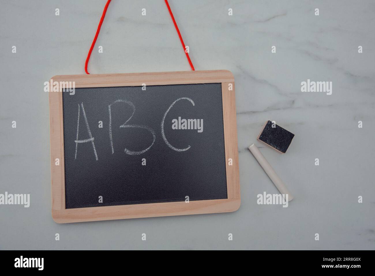 tavle blackboard with Letters ABC on the white background. flat lay ...