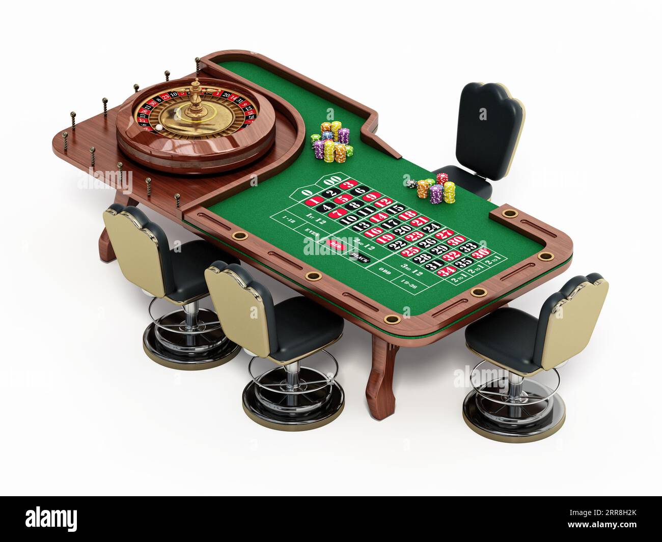 Roulette table isolated on white background. 3D illustration. 3D ...
