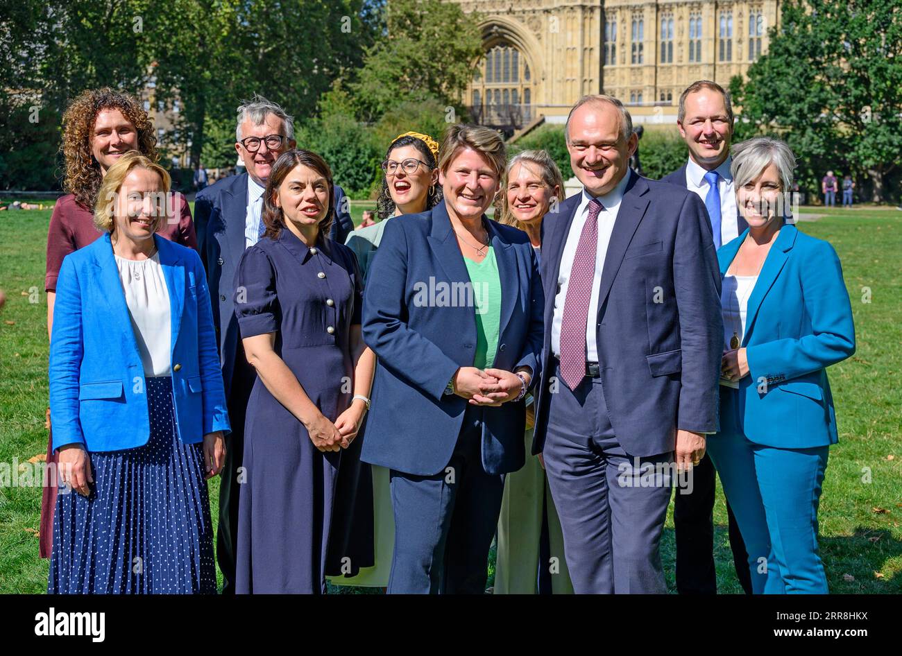 Liberal Democrat MPs gather in Victoria Tower Gardens, Westminster to ...