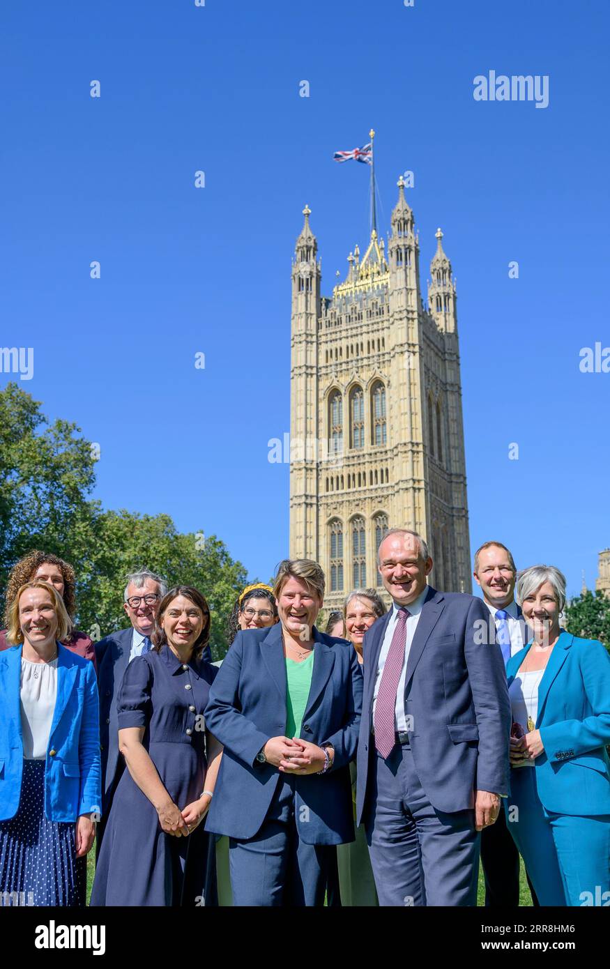Liberal Democrat MPs gather in Victoria Tower Gardens, Westminster to ...