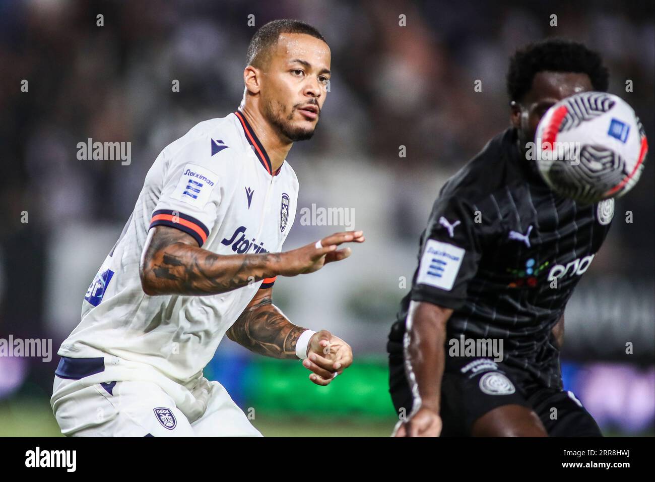 Heraklion, Greece. 3rd Sep, 2023. PAOK's William Troost-Ekong (Left) in ...