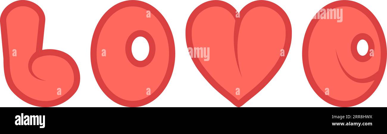 word love red cartoon heart vector comic font Stock Vector Image & Art ...