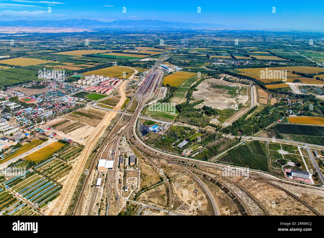 Horgos. 6th Sep, 2023. This aerial photo taken on Sept. 6, 2023 shows ...