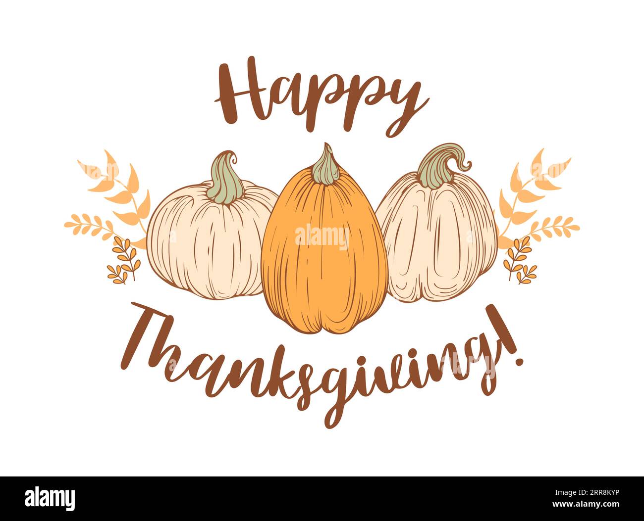 Happy Thanksgiving. Pumpkins and autumn leaves. Family traditions ...