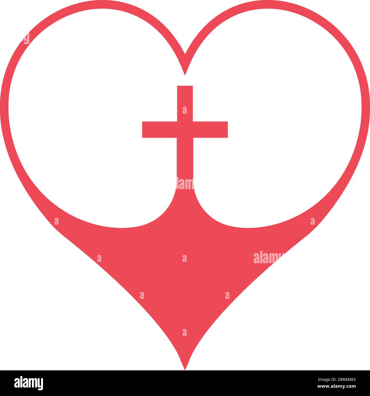 Christian cross in heart symbol faith in God Stock Vector Image & Art ...
