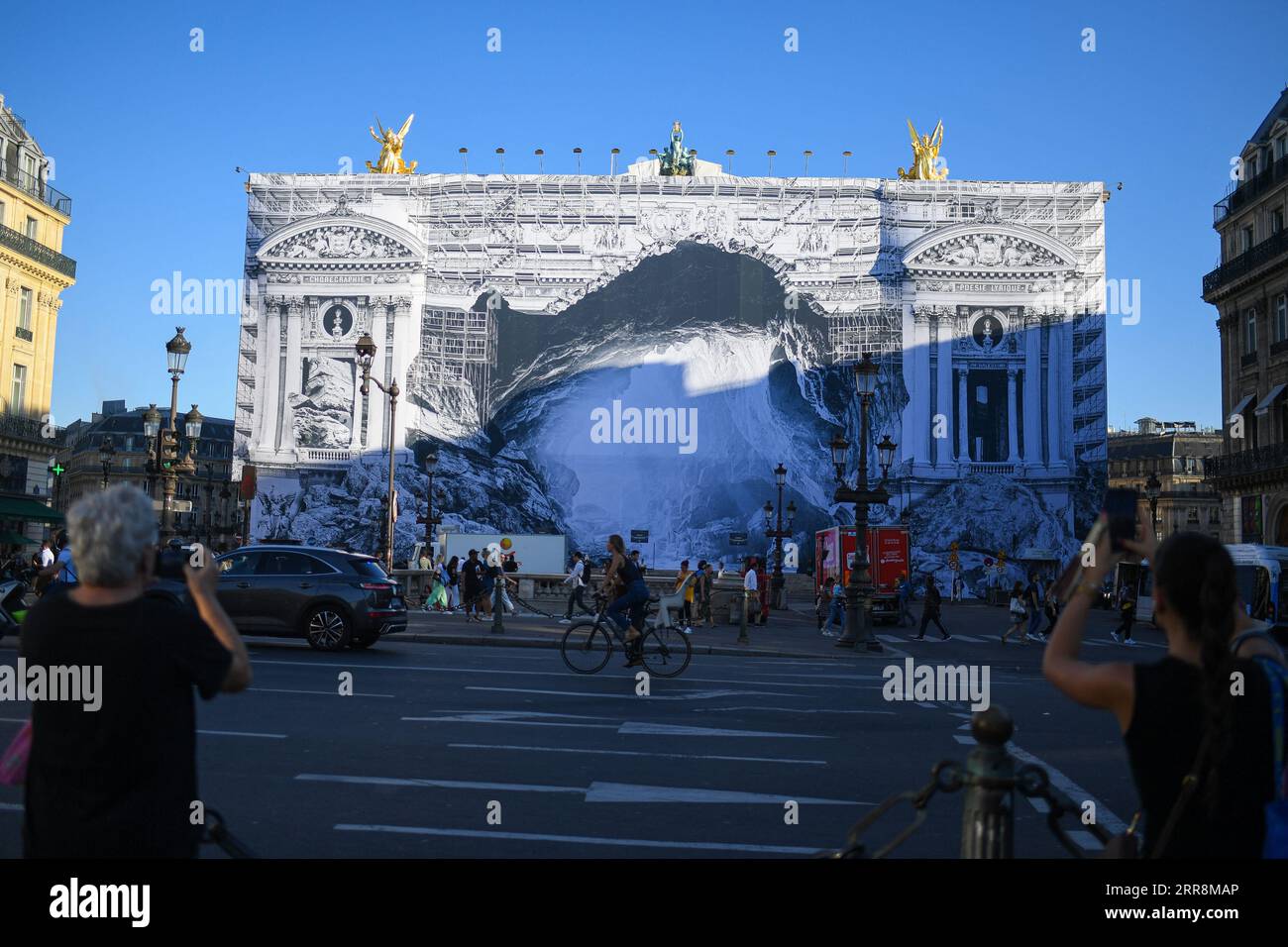 Paris, France on September 6, 2023. Artist JR covers the facade of the ...