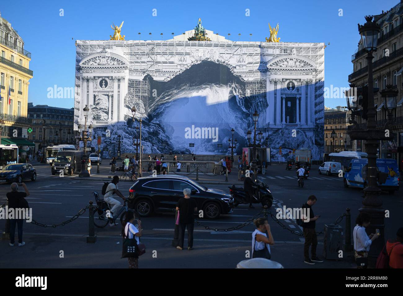 Paris, France on September 6, 2023. Artist JR covers the facade of the ...