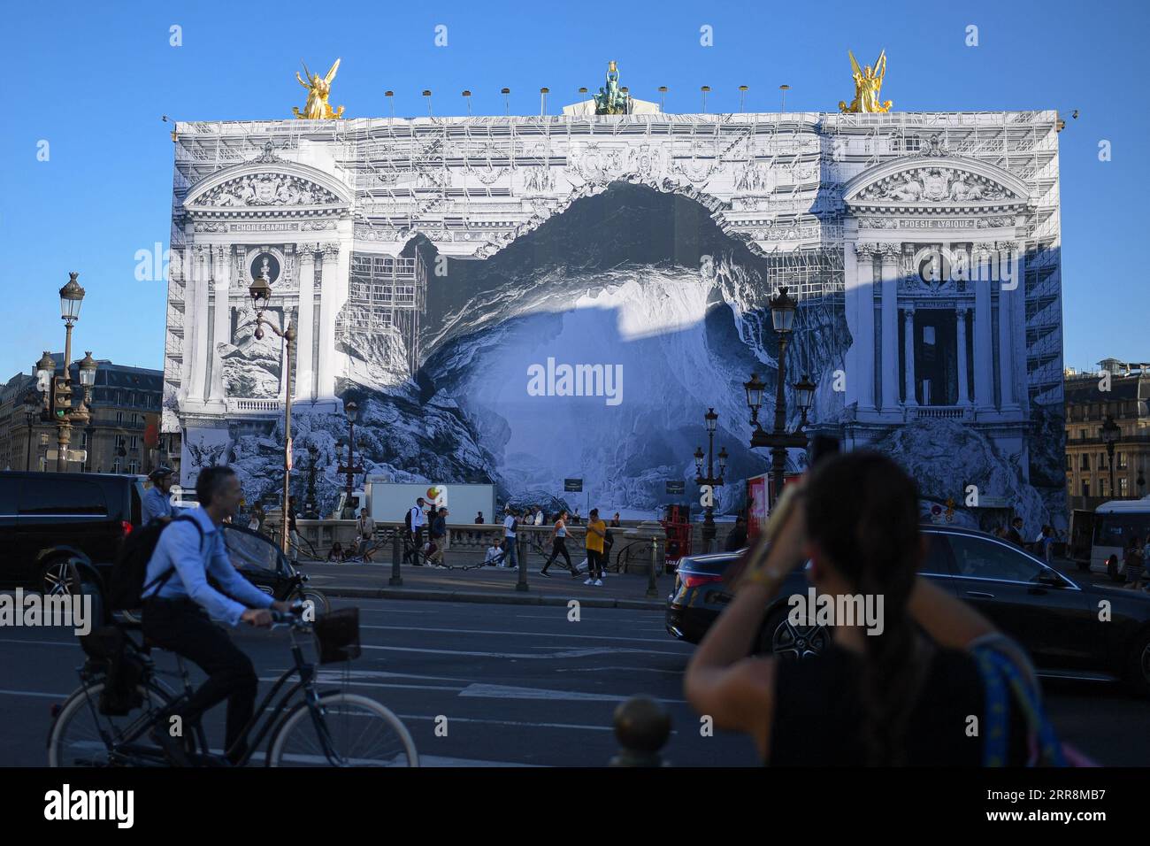 Paris, France on September 6, 2023. Artist JR covers the facade of the ...